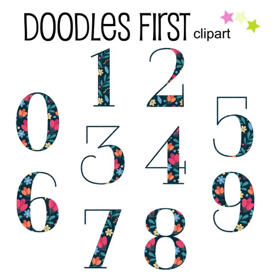 Flower Pattern Numbers Clip Art for Scrapbooking Card Making | Etsy