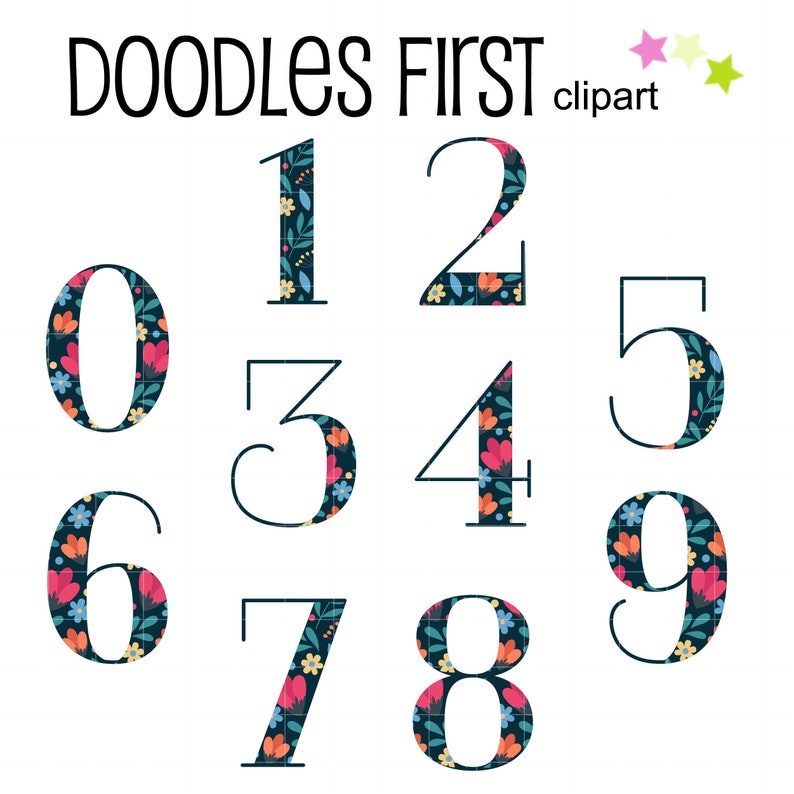 Flower Pattern Numbers Clip Art for Scrapbooking Card Making - Etsy