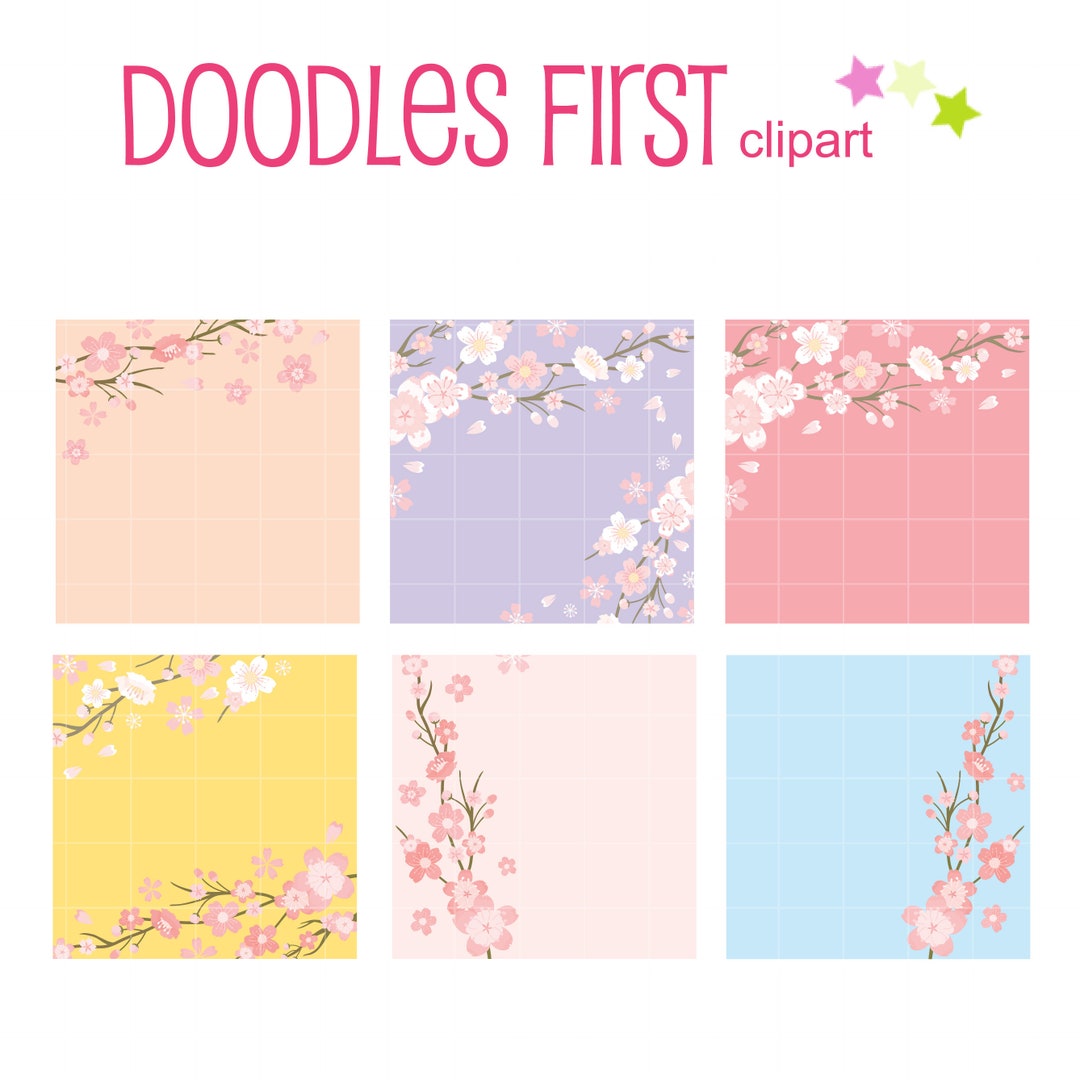 Pastel Cherry Blossom Sticky Note Clip Art for Scrapbooking Card Making ...