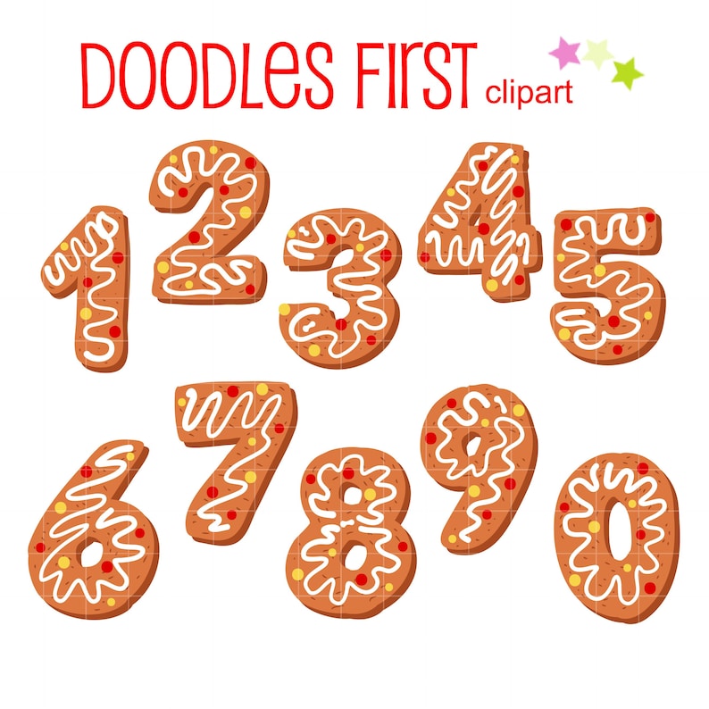 Gingerbread Numbers Clip Art for Scrapbooking Card Making | Etsy