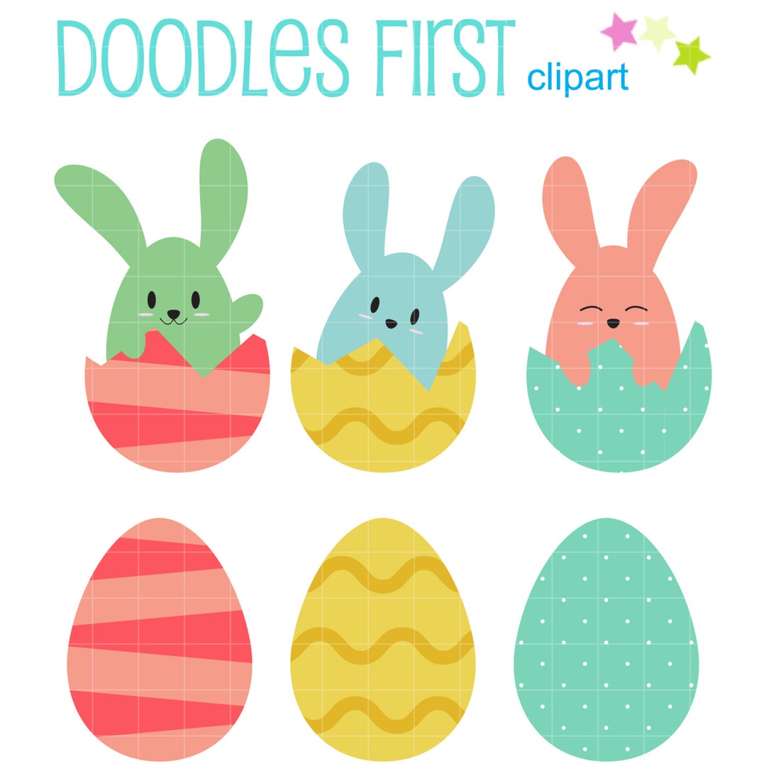 Egg Bunnies Clip Art for Scrapbooking Card Making Cupcake Toppers Paper ...