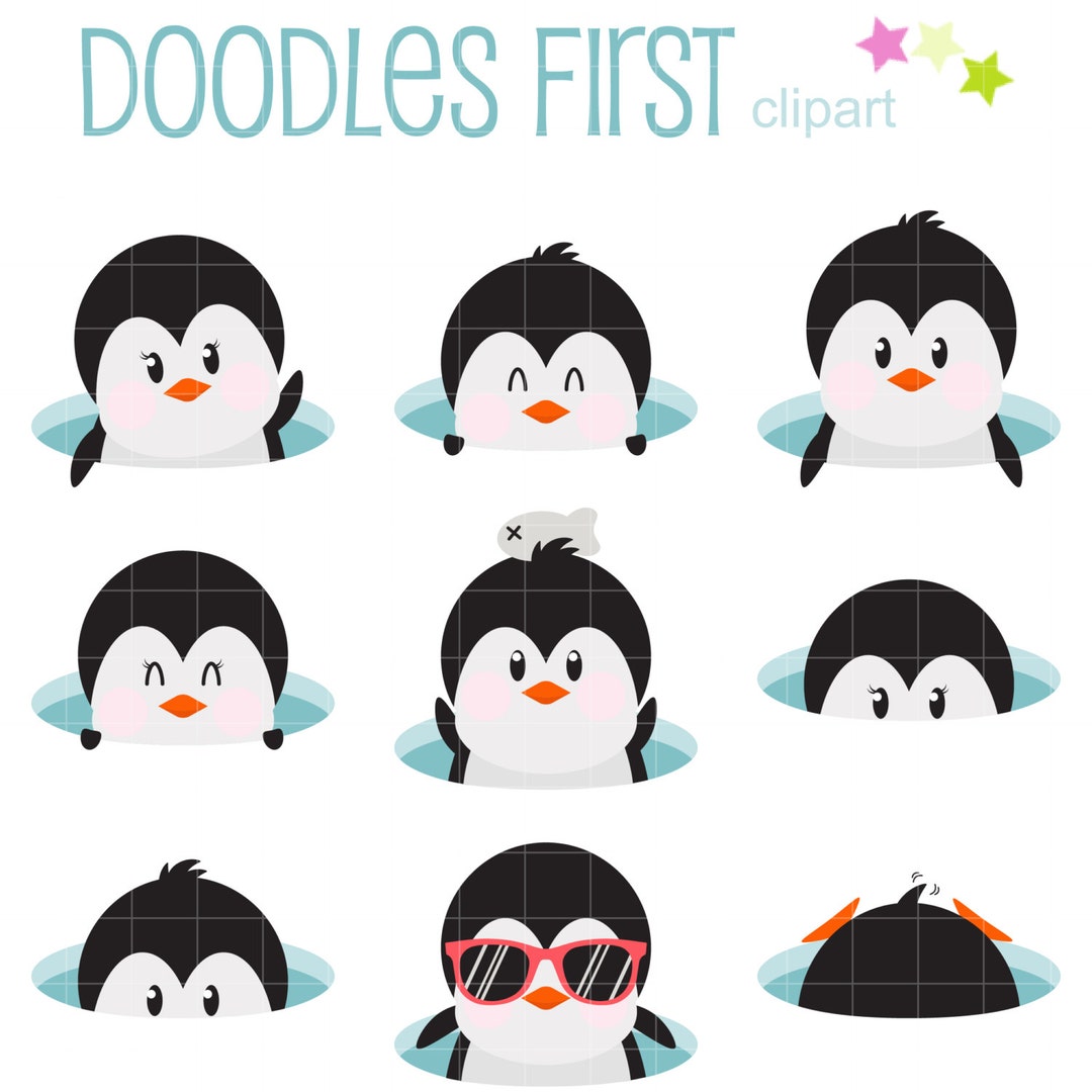 Peeping Penguins Clip Art for Clipart for Scrapbooking, Cricut Cut ...