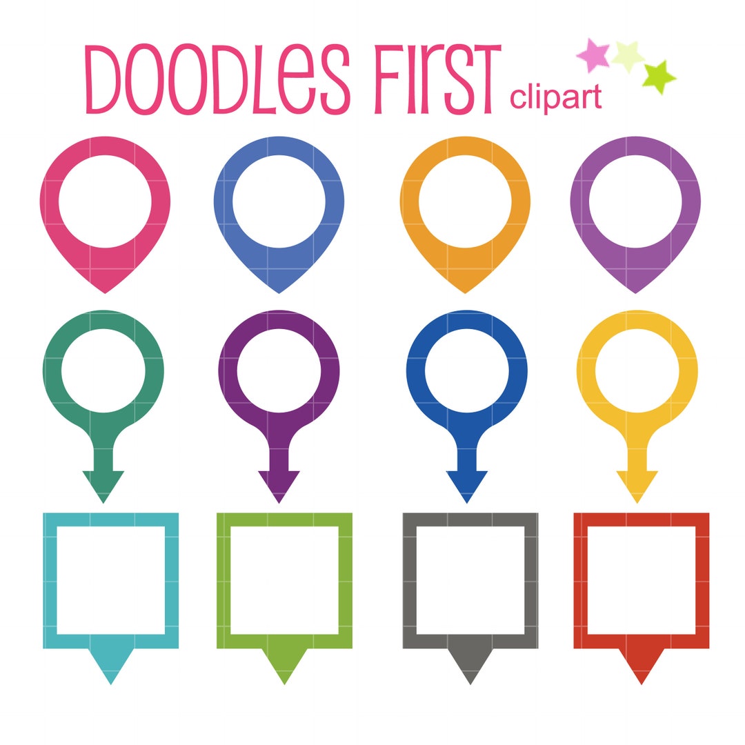 Colorful Map Pin Clip Art for Scrapbooking Card Making Cupcake Toppers ...