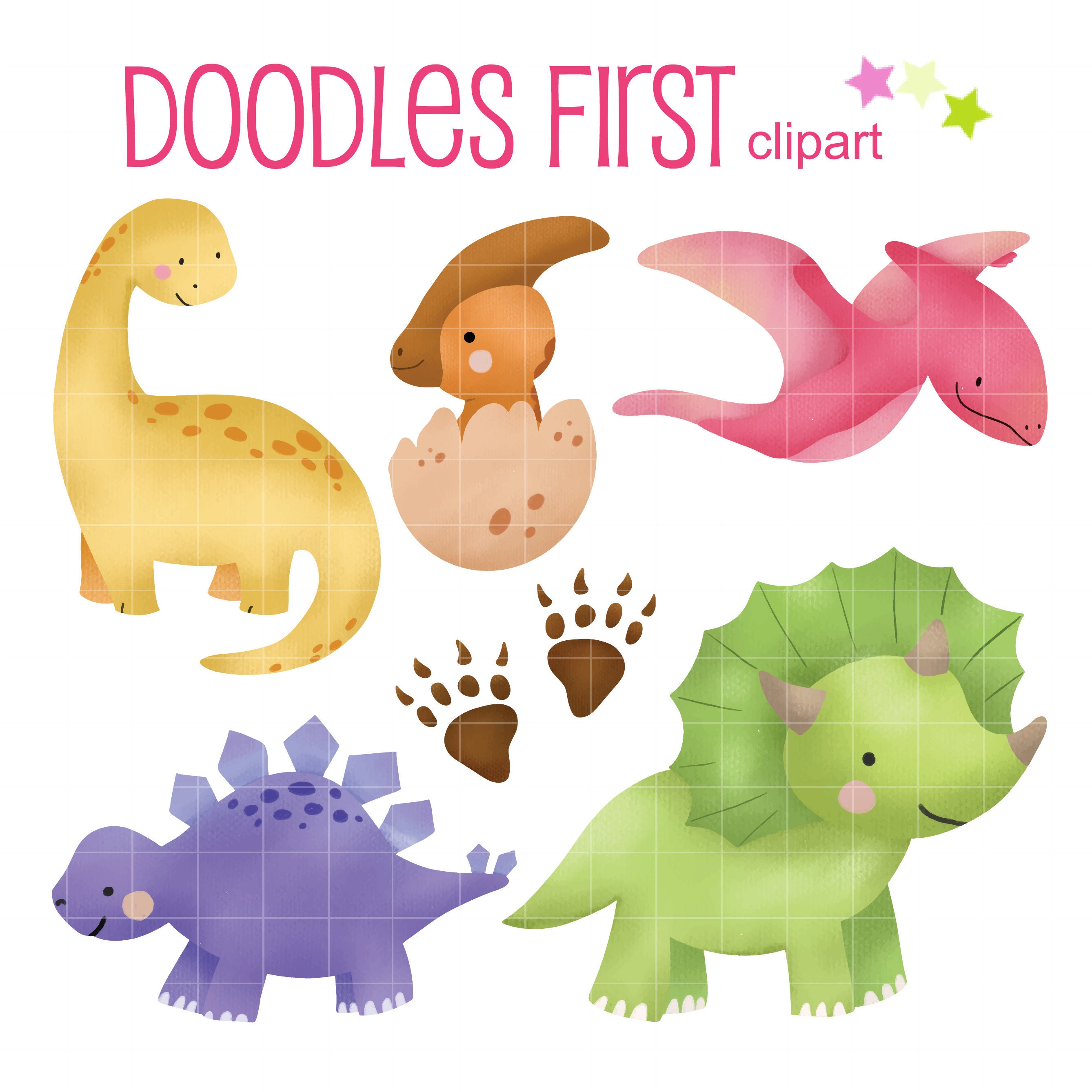 Watercolor Dinosaurs Digital Clip Art for Scrapbooking Card Making ...
