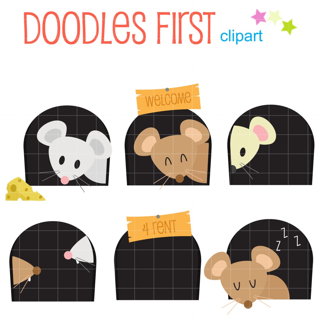 Mouse Holes Clip Art for Scrapbooking Card Making Cupcake Toppers Paper ...