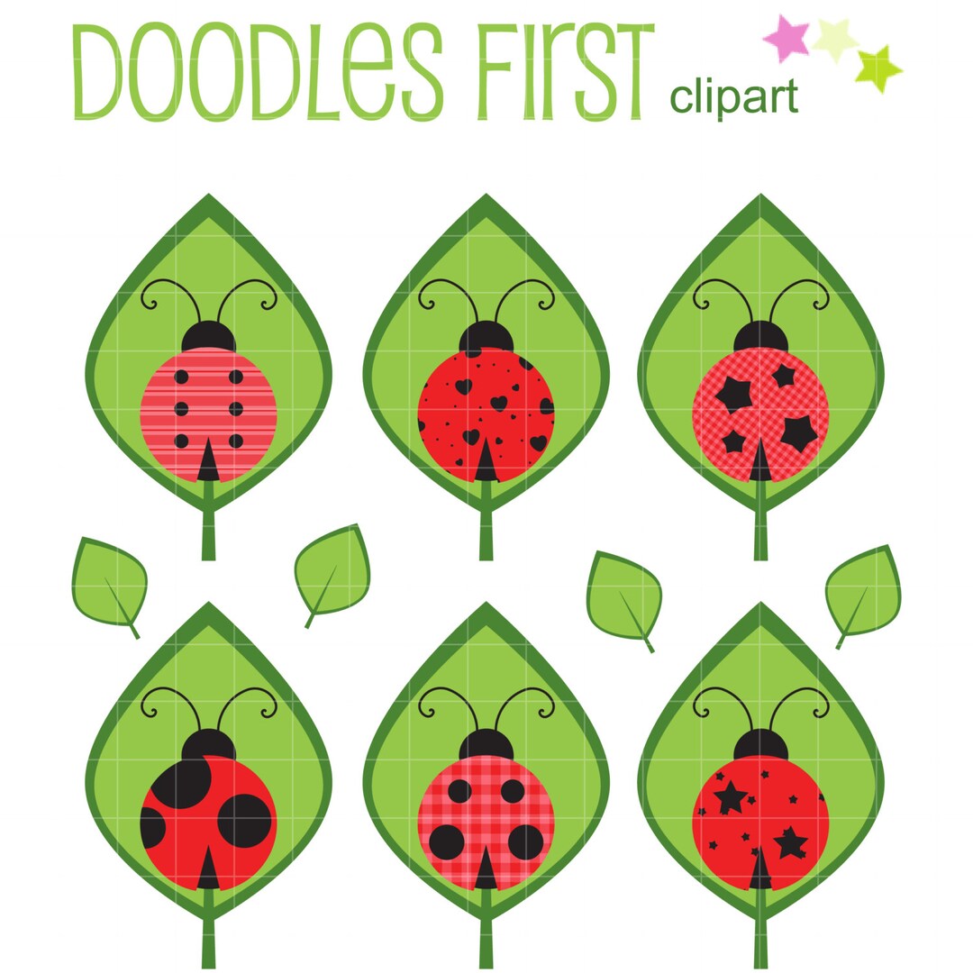 Cute Leaf Ladybug Clip Art for Scrapbooking Card Making Cupcake Toppers ...