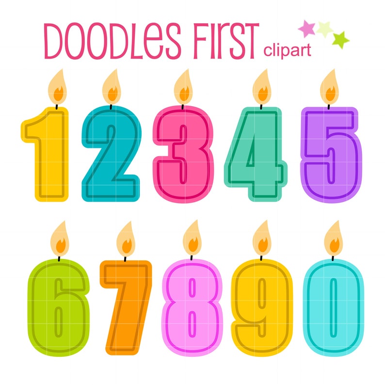 Candle Birthday Numbers Digital Clip Art for Scrapbooking Card - Etsy
