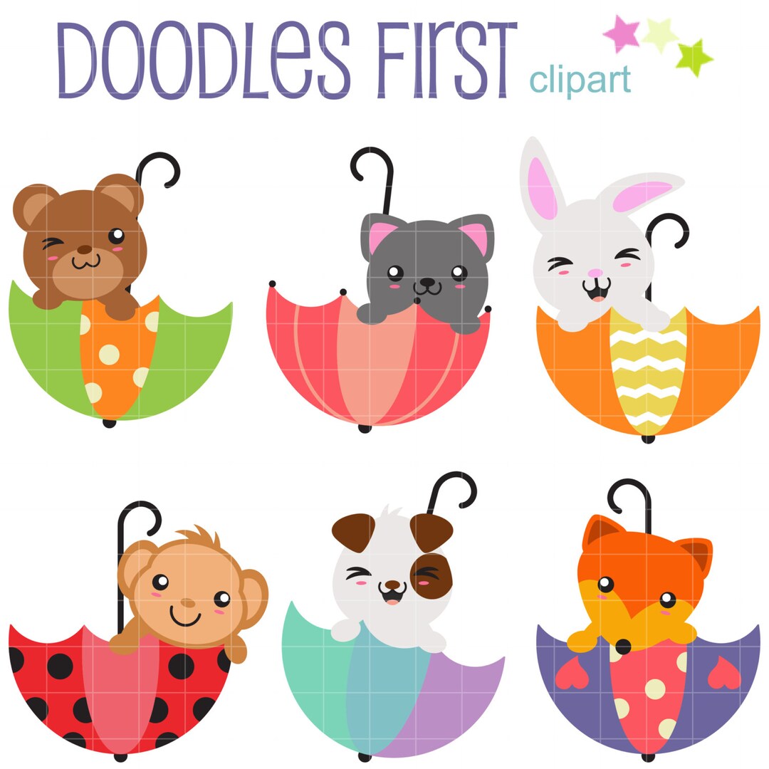 Playing With Umbrellas Clip Art for Scrapbooking Card Making Cupcake ...