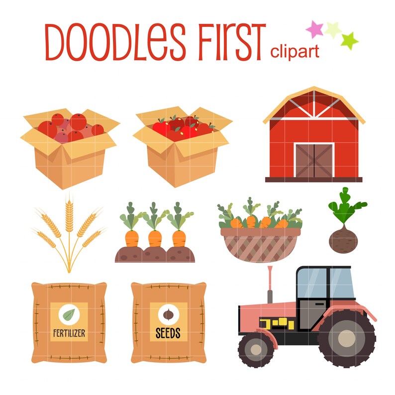Farm Elements Set Digital Clip Art for Scrapbooking Card - Etsy