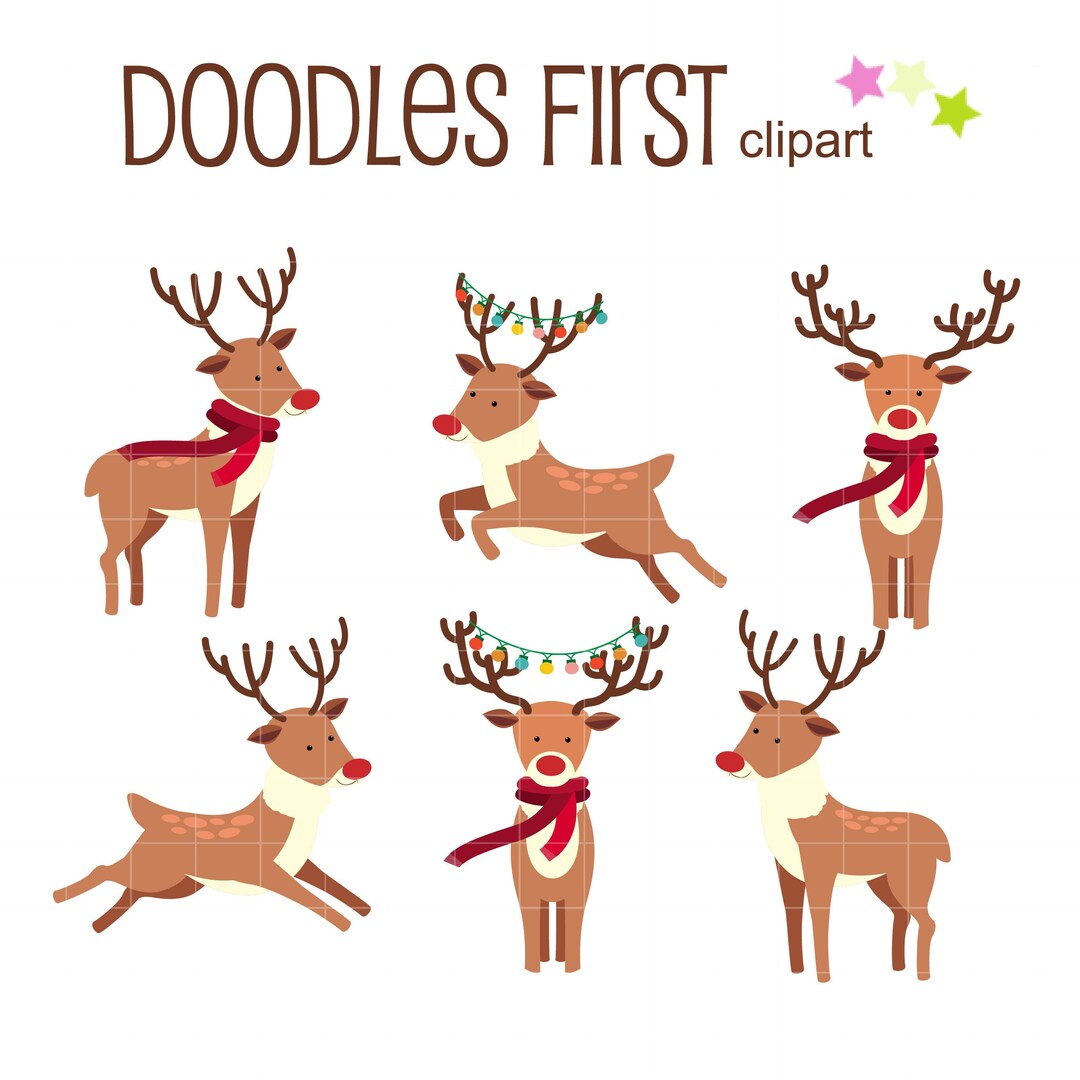Christmas Reindeer Collection Clip Art for Scrapbooking Card Making ...