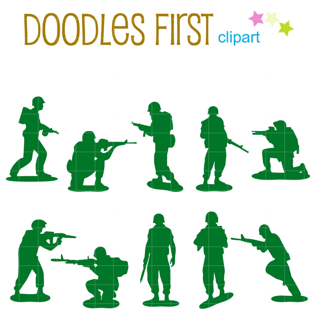 Army Men Silhouette Clipart: Scrapbooking & Cricut Cut Files (SVG, PNG ...