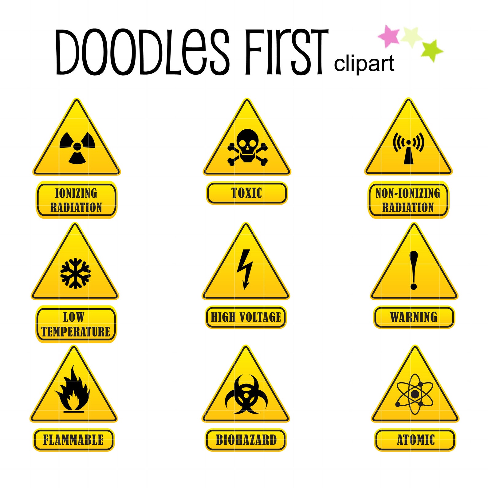 Laboratory Warning Signs for Scrapbooking Card Making Cupcake Toppers ...