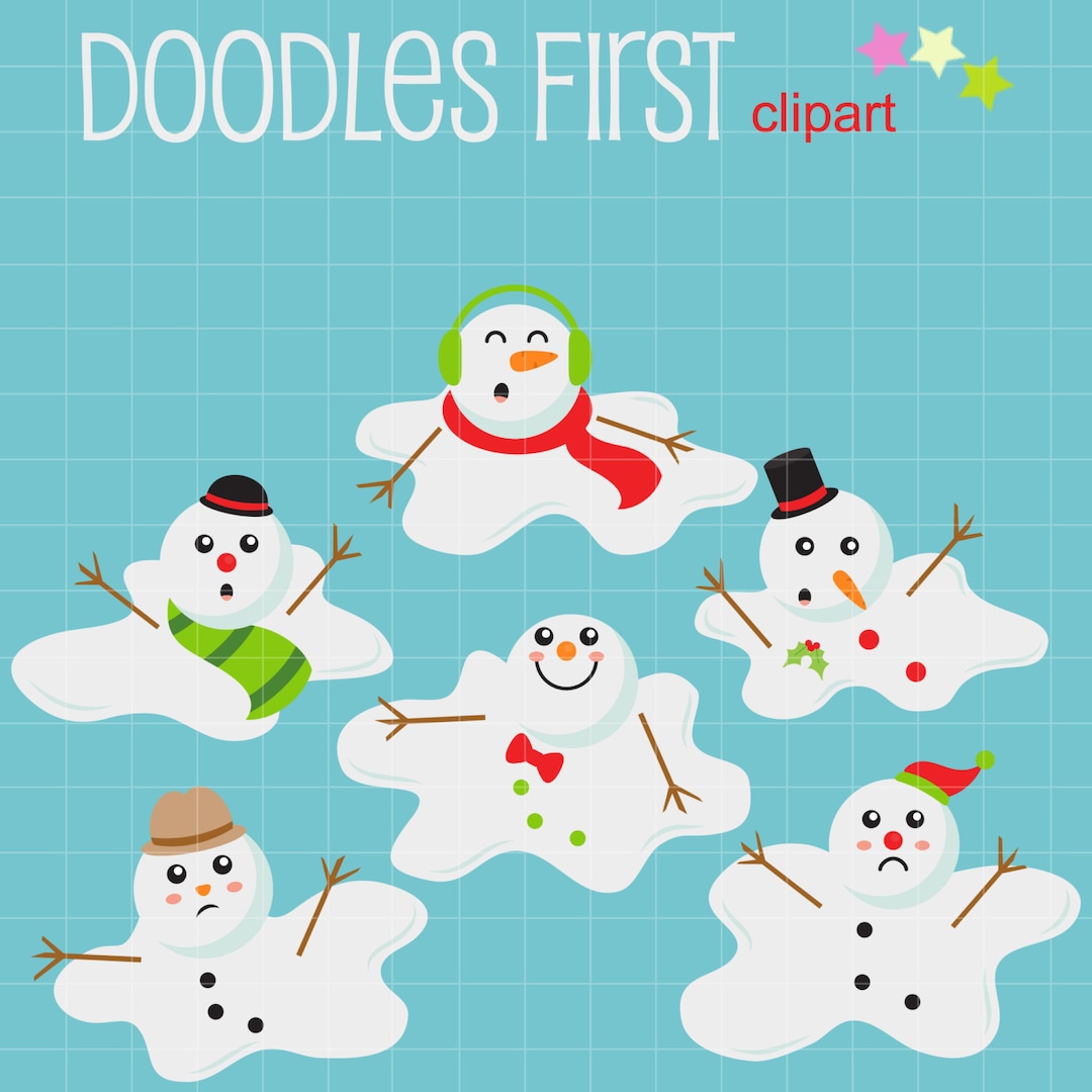 Melting Snowmen Clip Art for Scrapbooking Card Making Cupcake Toppers ...