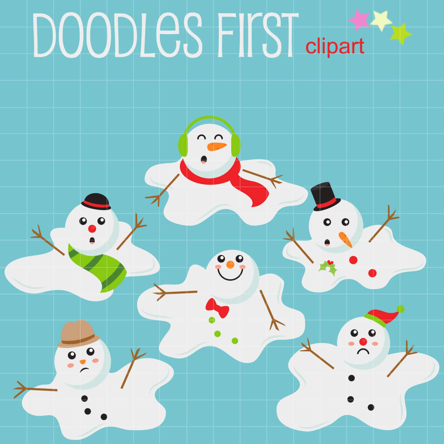 Melting Snowmen Clip Art for Scrapbooking Card Making Cupcake | Etsy