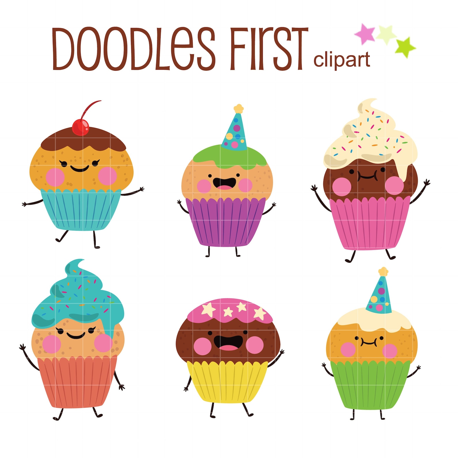 Cute Birthday Cupcakes Clip Art for Scrapbooking Card Making - Etsy