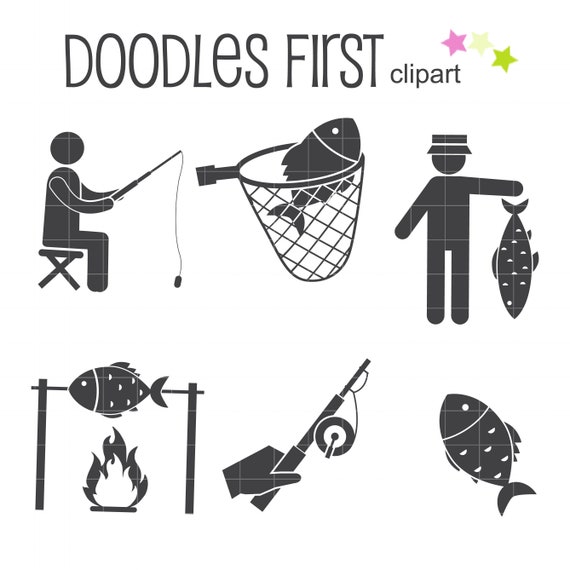 Fishing Icon Digital Clip Art for Scrapbooking Card Making | Etsy