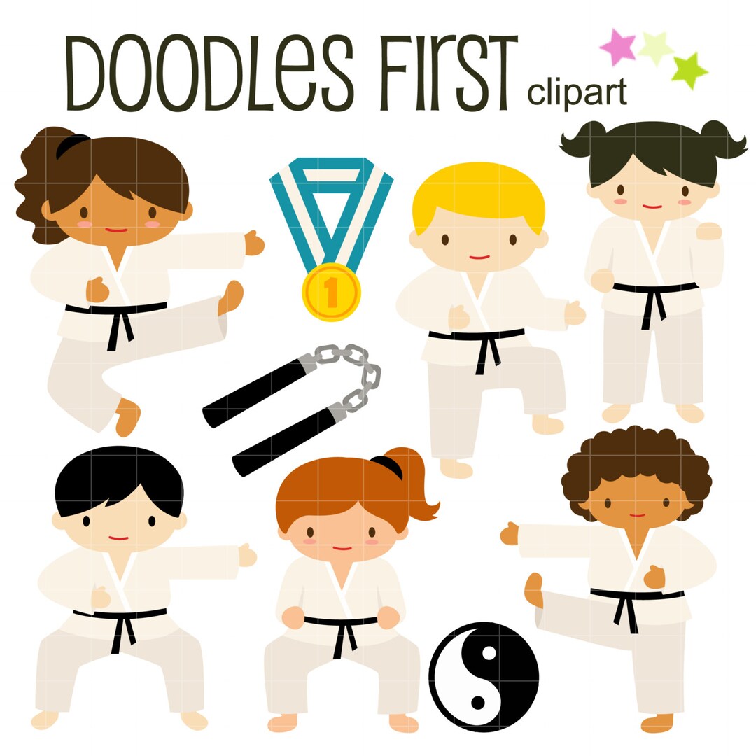 Karate Kids Clipart for Scrapbooking, Journaling, Cricut Cut Files ...