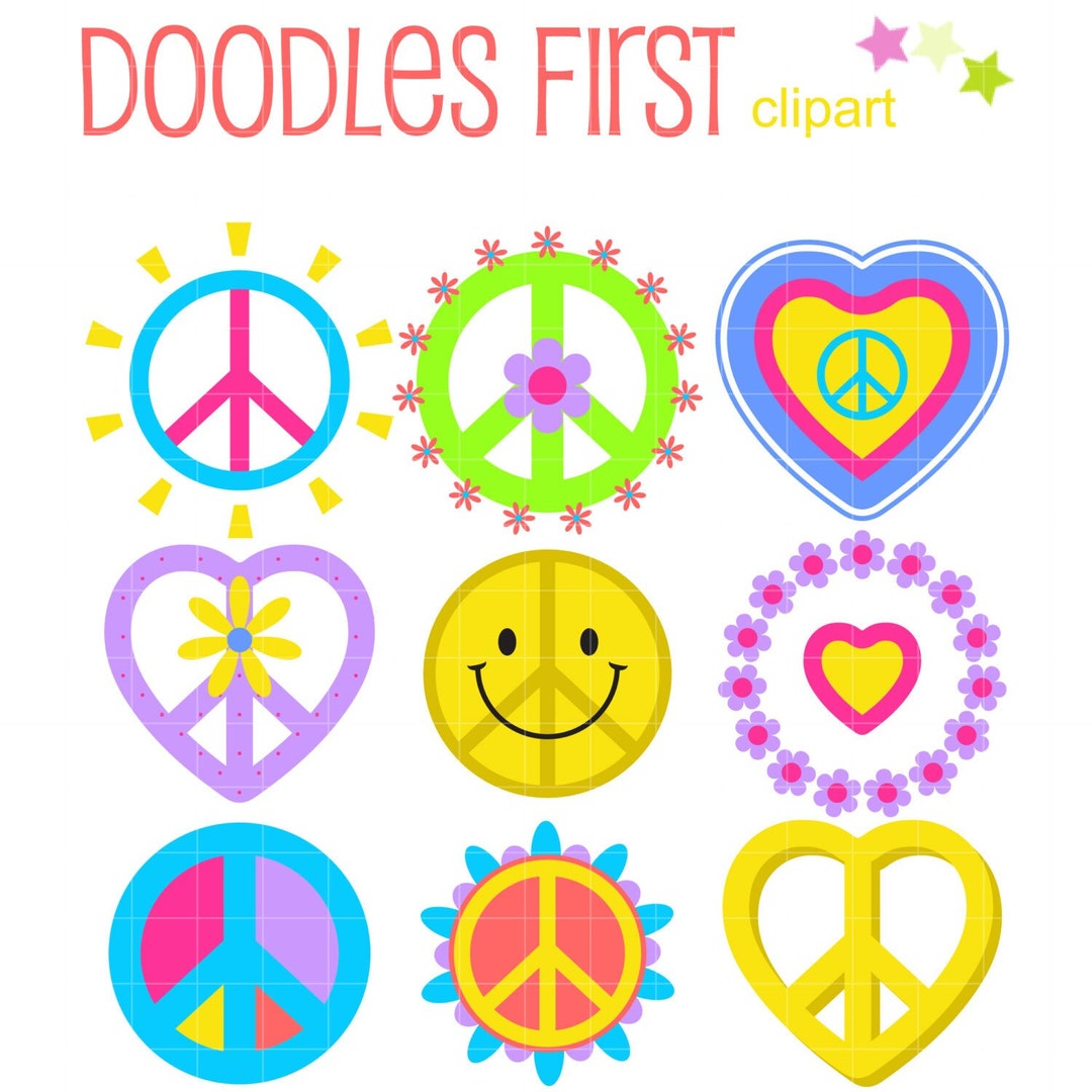 Peace and Love Clip Art for Scrapbooking Card Making Cupcake Toppers ...