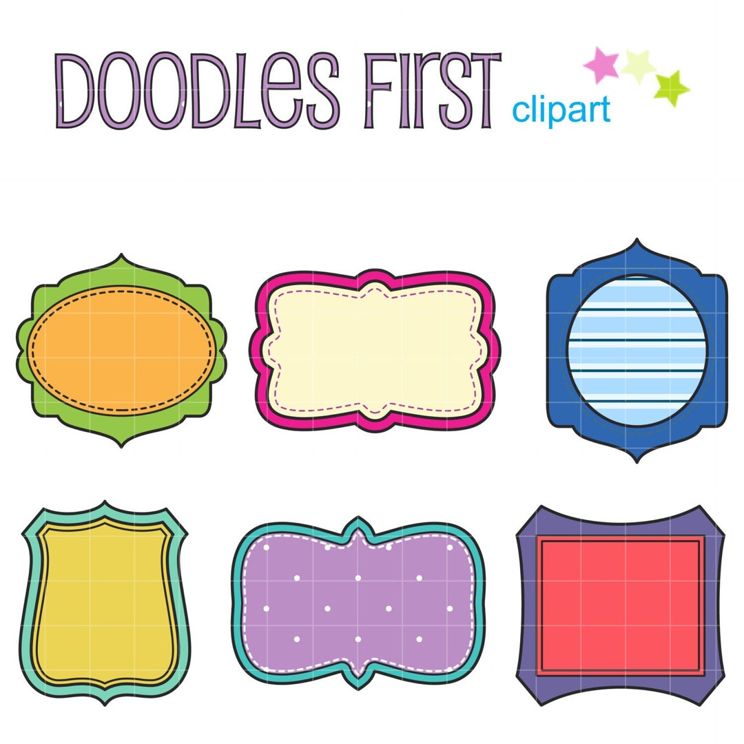 Fun Frame Doodles Digital Clip Art for Scrapbooking Card Making Cupcake ...