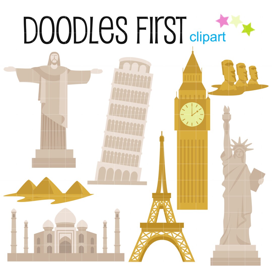 World Famous Landmarks Digital Clipart for Scrapbooking, Cricut Cut ...