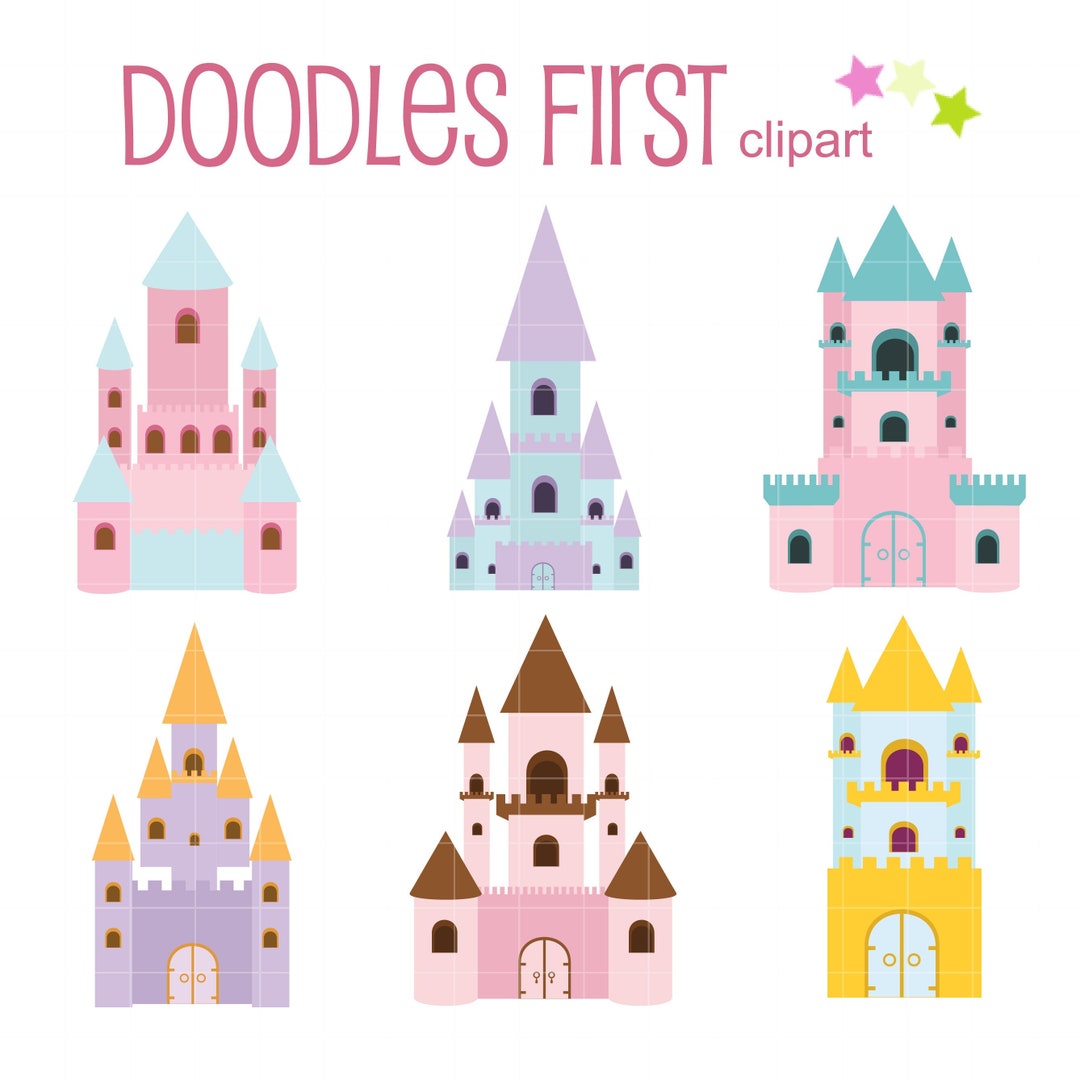 Delicate Princess Castle Digital Clip Art for Scrapbooking Card Making ...