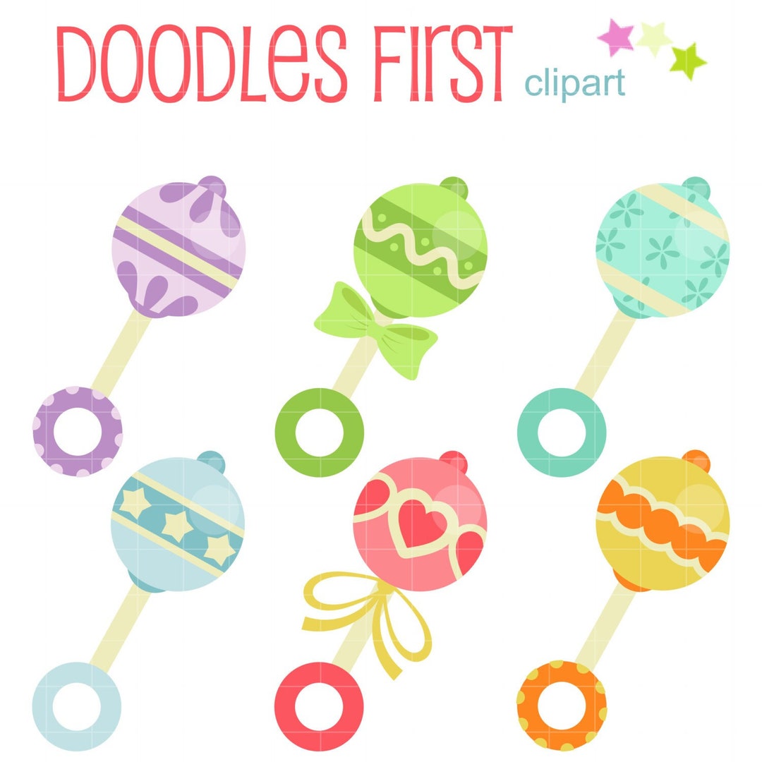 Baby Rattle Toy Digital Clip Art for Scrapbooking Card Making Cupcake ...