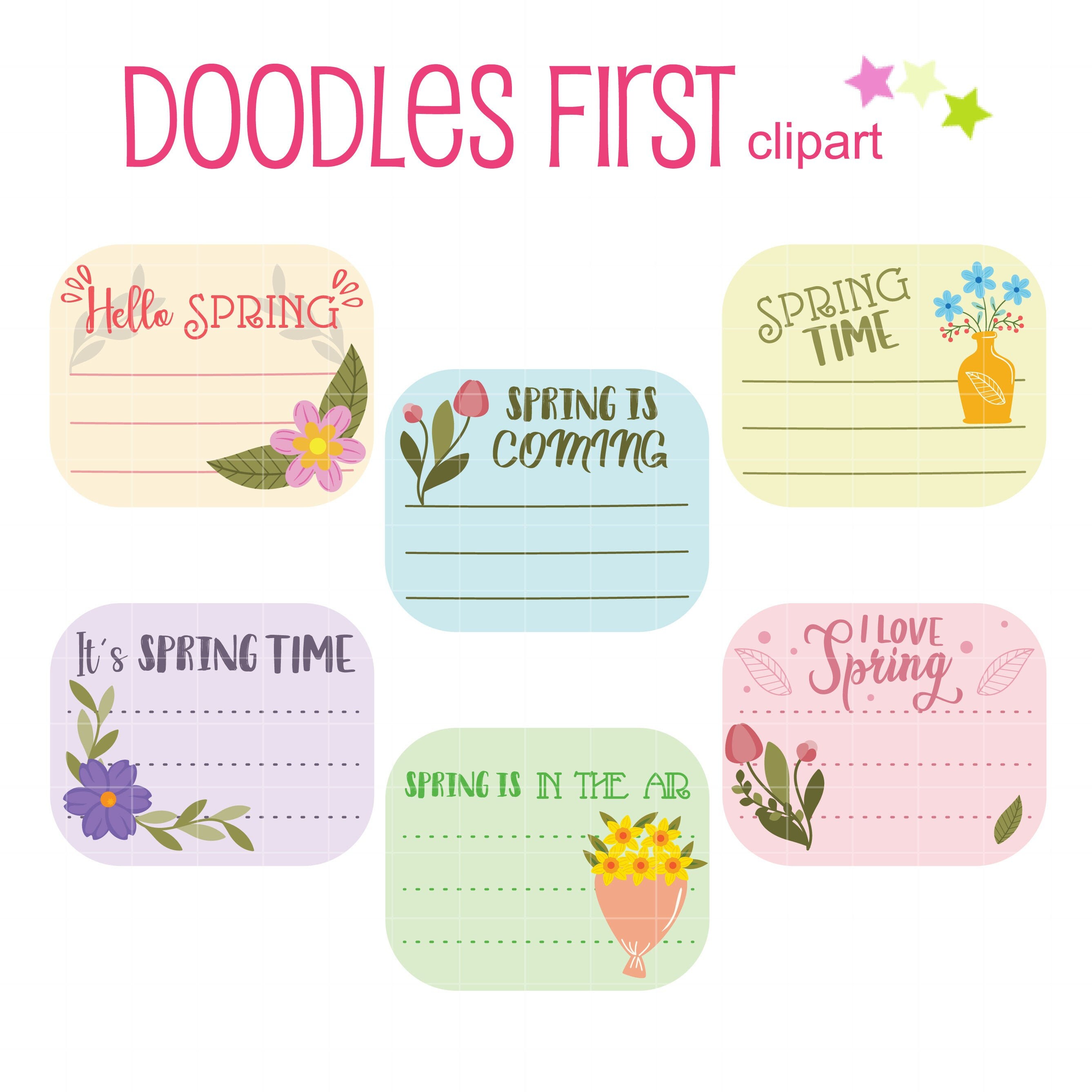 Spring Notes Digital Clip Art for Scrapbooking Card Making | Etsy