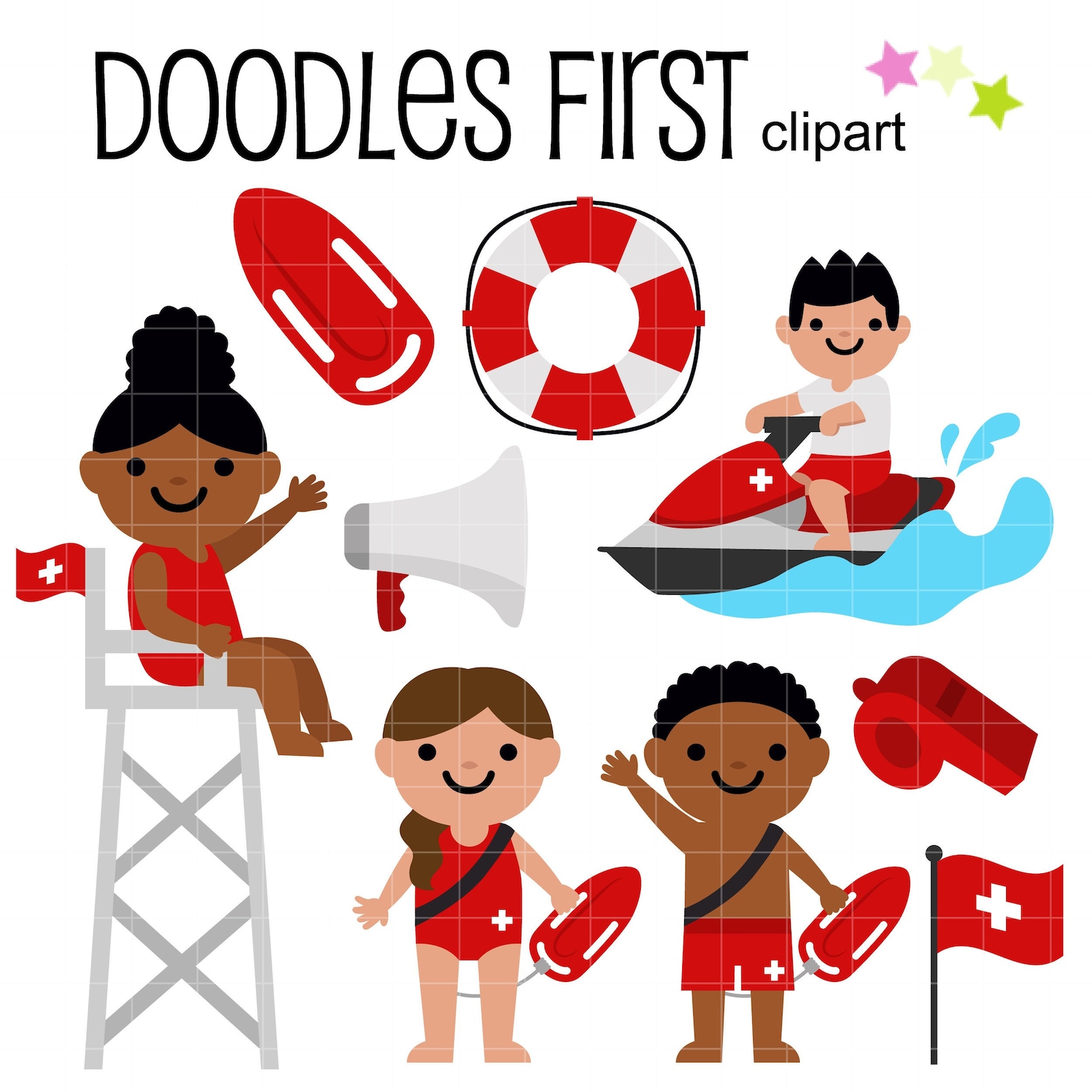 Lifeguard Duty Digital Clip Art for Scrapbooking Card Making Cupcake ...