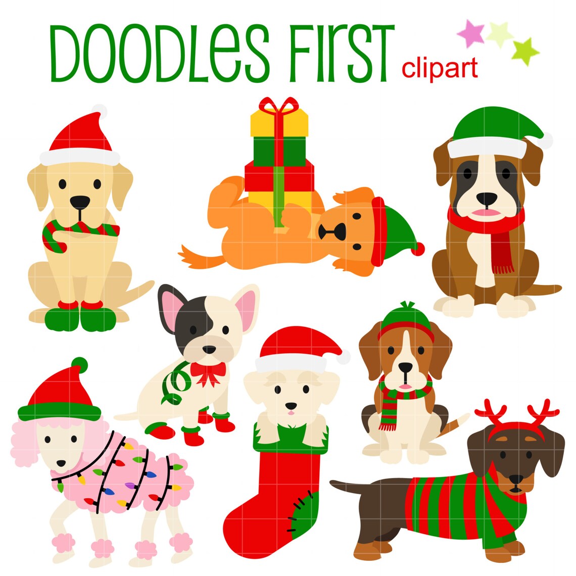 Christmas Doggies 1 Digital Clip Art for Scrapbooking Card Making ...