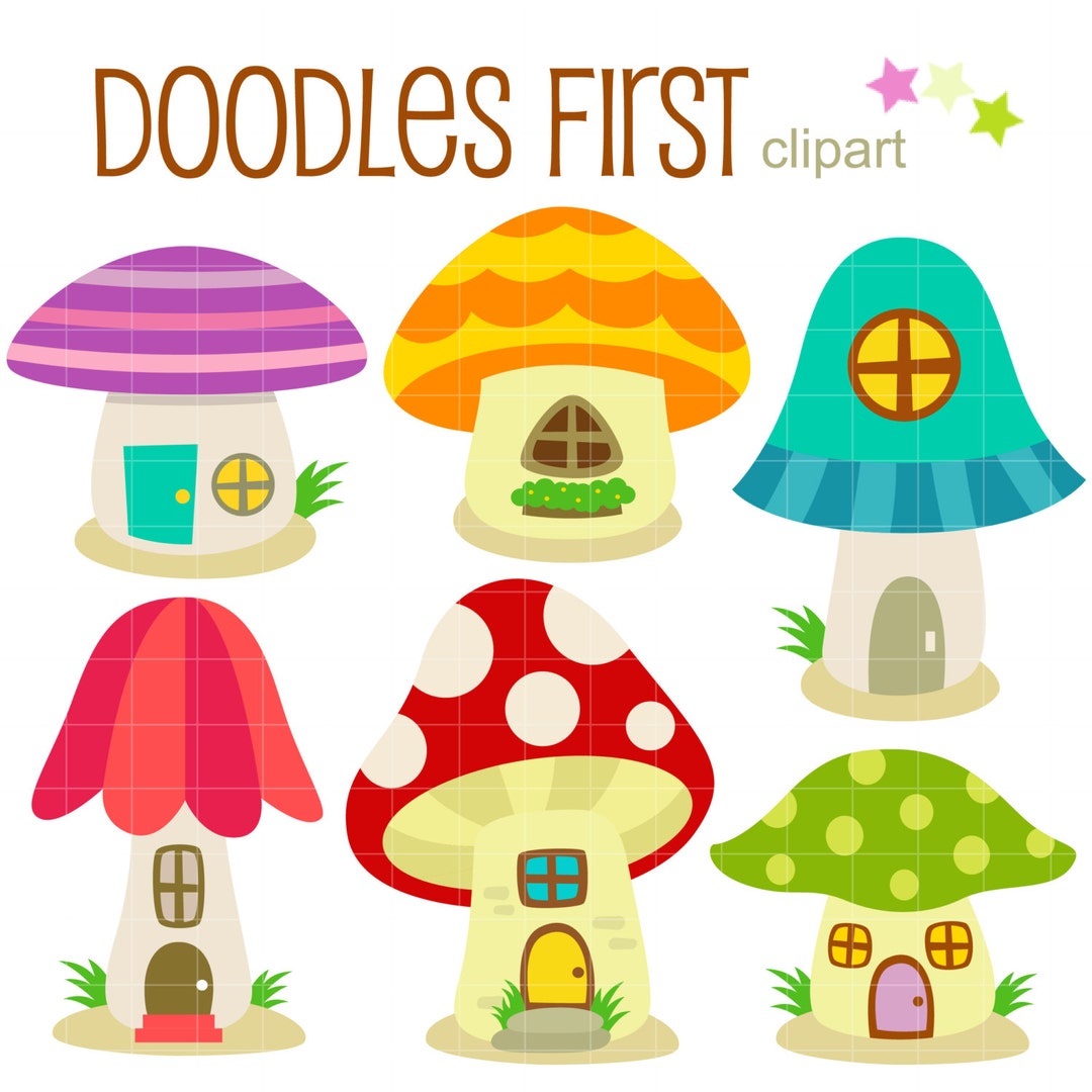 Mushroom House Digital Clip Art for Clipart for Scrapbooking, Cricut ...
