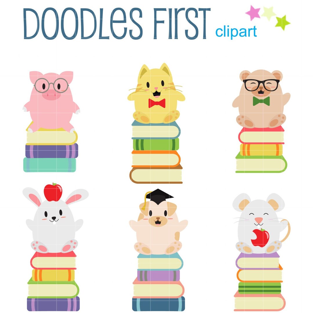 Cute Animal Book Clip Art: Scrapbooking, Card Making (digital Download ...