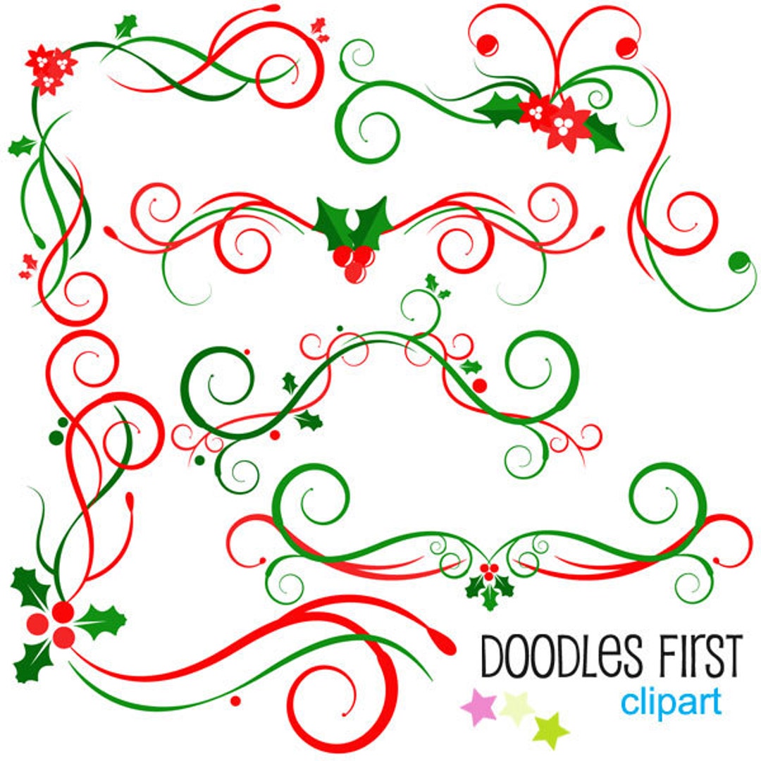 Holiday Christmas Swirl Digital Clip Art for Scrapbooking Card Making ...