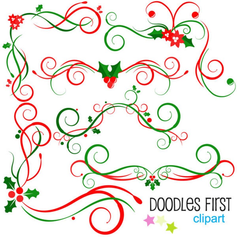 Holiday Christmas Swirl Digital Clip Art for Scrapbooking Card Making ...