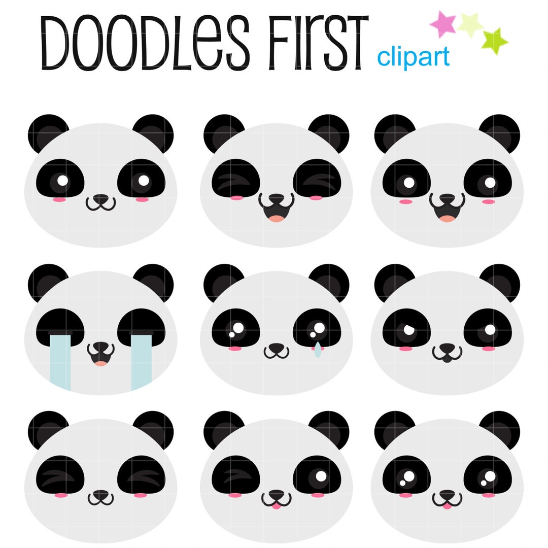 Kawaii Panda Bear Faces Clipart for Scrapbooking, Journaling, Cricut ...