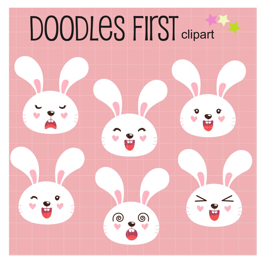 Bunny Face Expressions Digital Clip Art for Scrapbooking Card Making ...