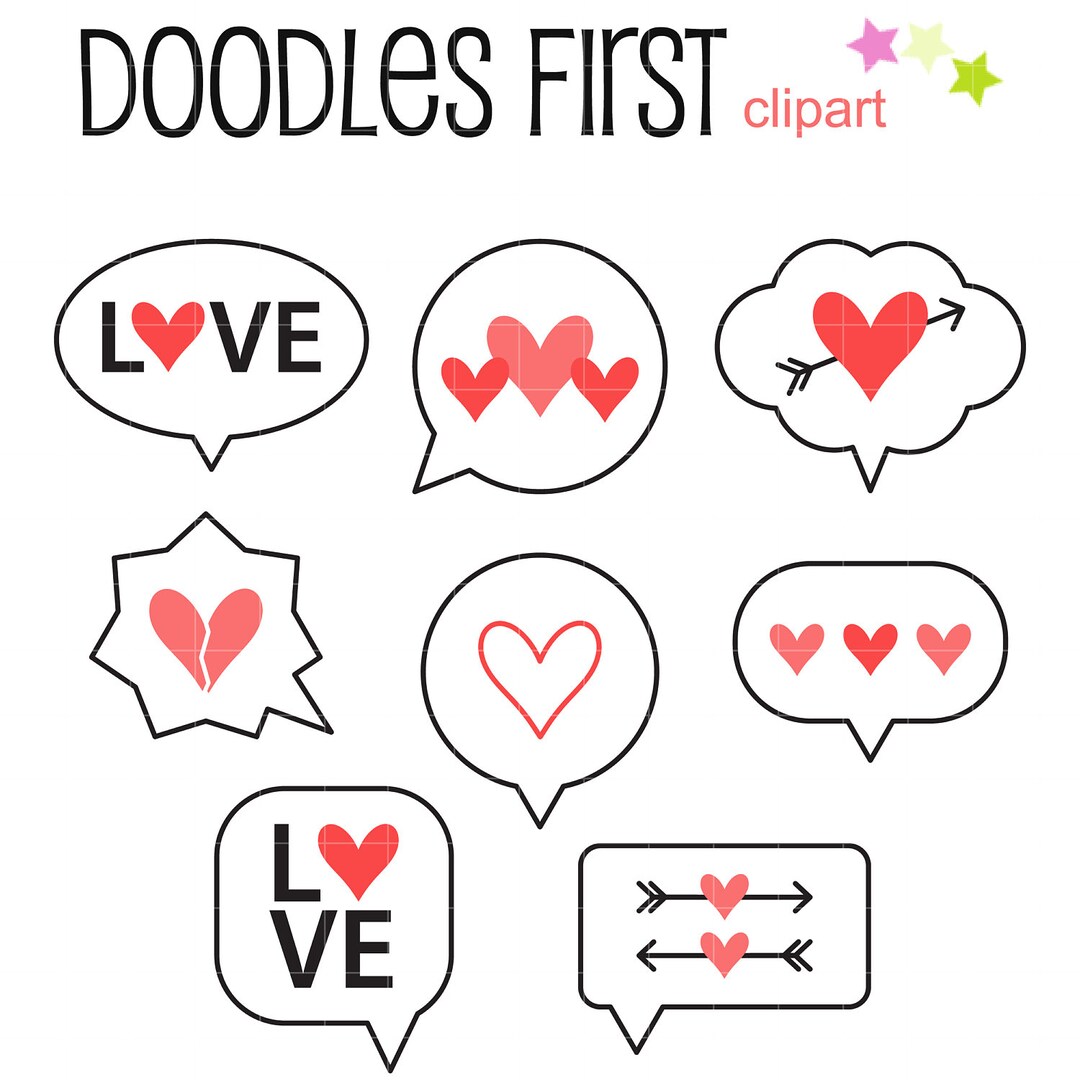 Love Speech Bubbles Digital Clip Art for Scrapbooking Card Making ...