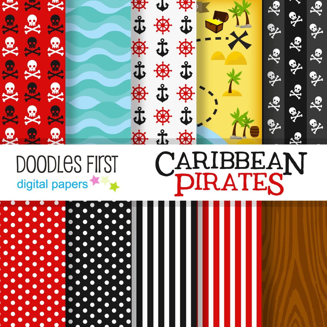 Caribbean Pirates Adventure Digital Paper Pack Includes 10 for ...