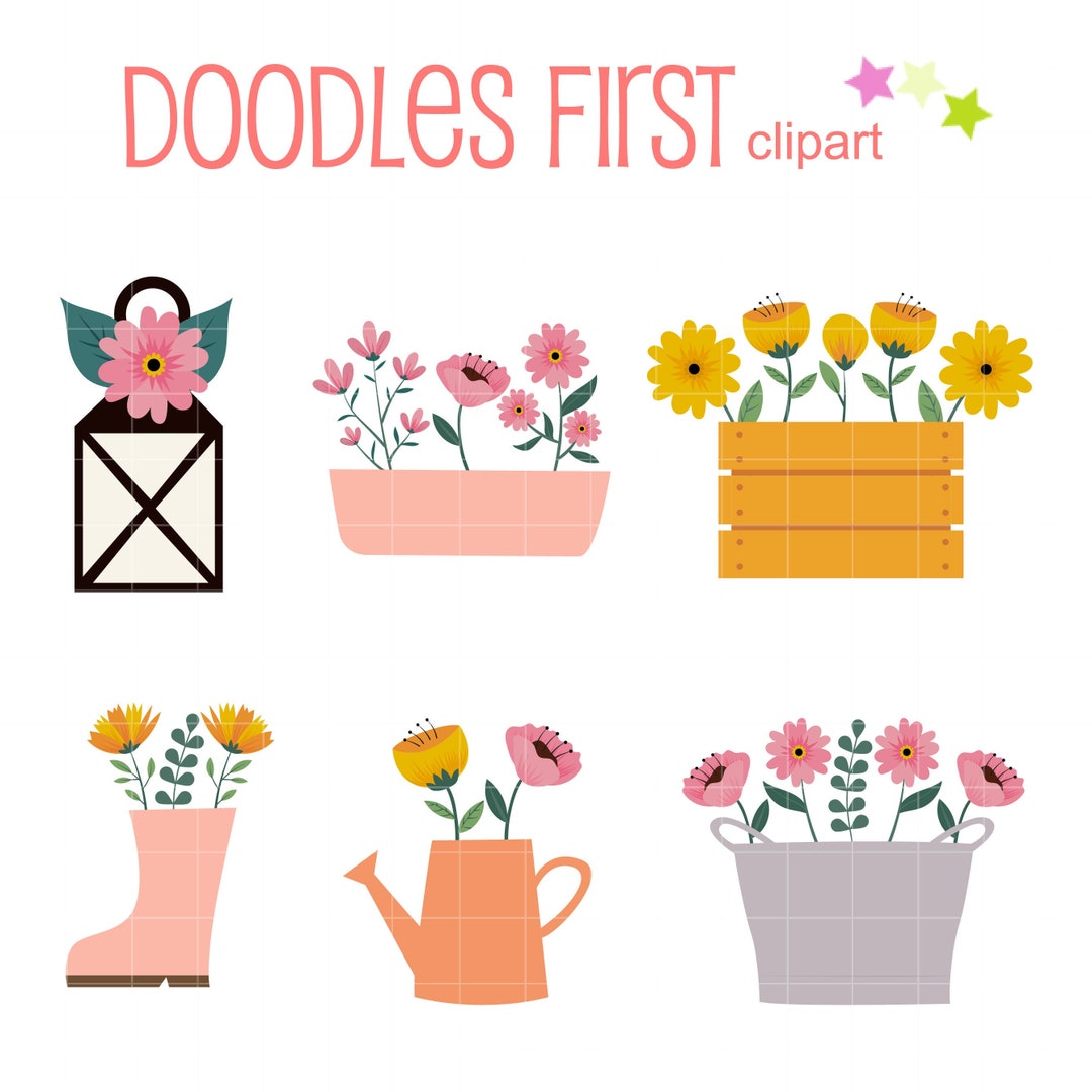 Spring Flower Garden Digital Clip Art for Scrapbooking Card Making ...