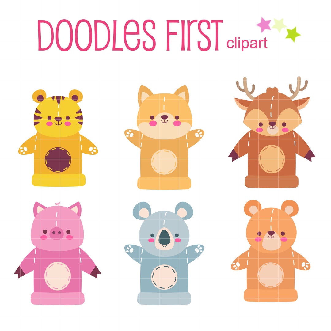Cute Puppet Show Animals Digital Clip Art for Scrapbooking Card Making ...