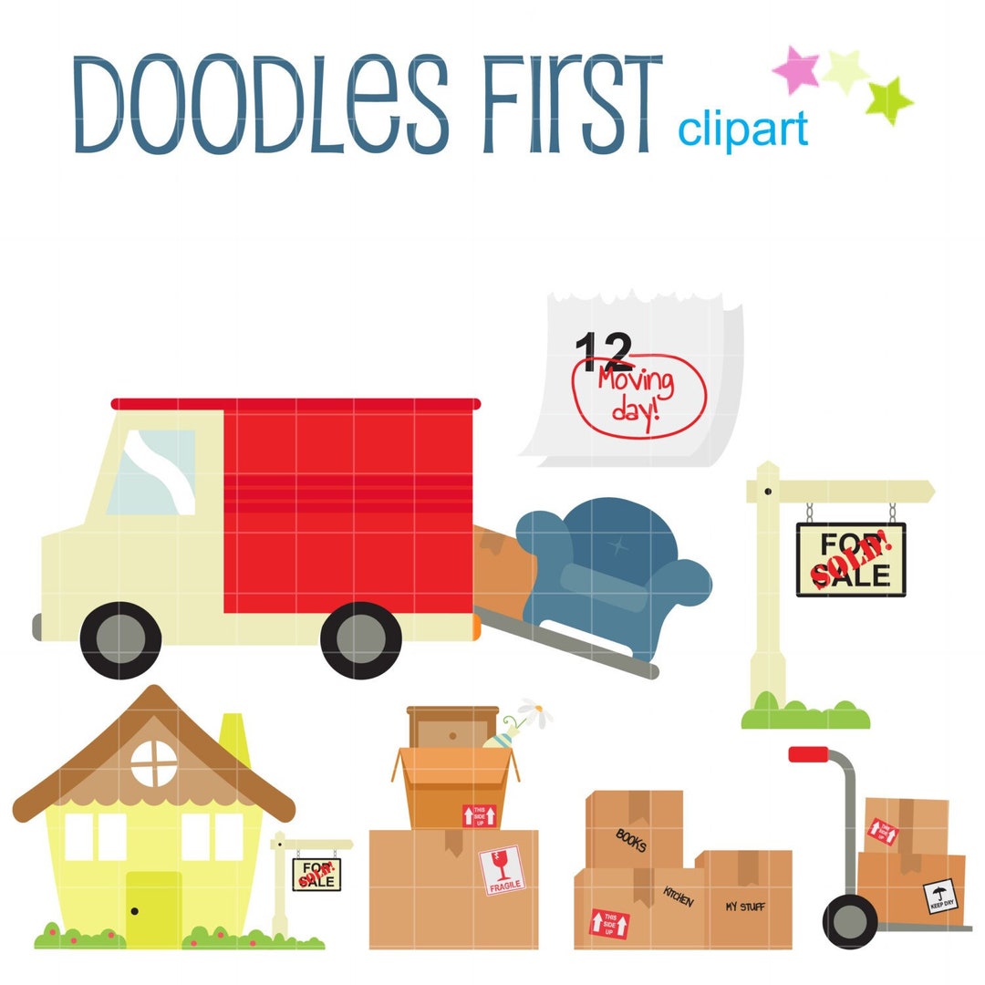 Moving Day Clip Art for Scrapbooking Card Making Cupcake Toppers Paper ...