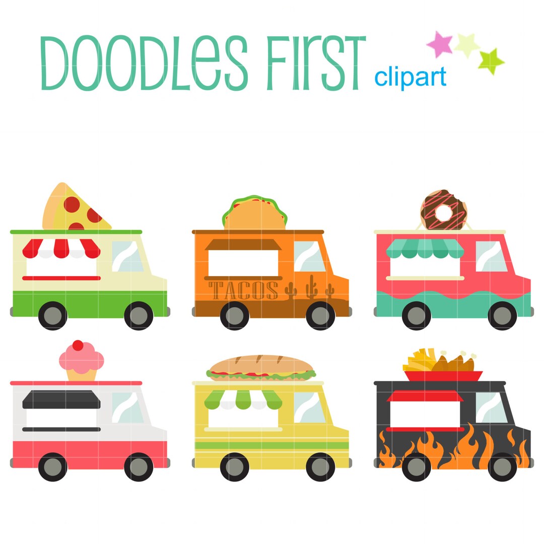 Food Trucks Digital Clip Art for Scrapbooking Card Making Cupcake ...