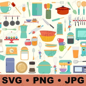 Kitchen Tools Clipart Bundle SVG PNG Cutting Machine Cut Files Digital ...