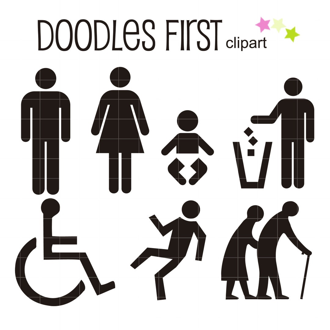 People Icon Set Digital Clip Art for Scrapbooking Card Making Cupcake ...