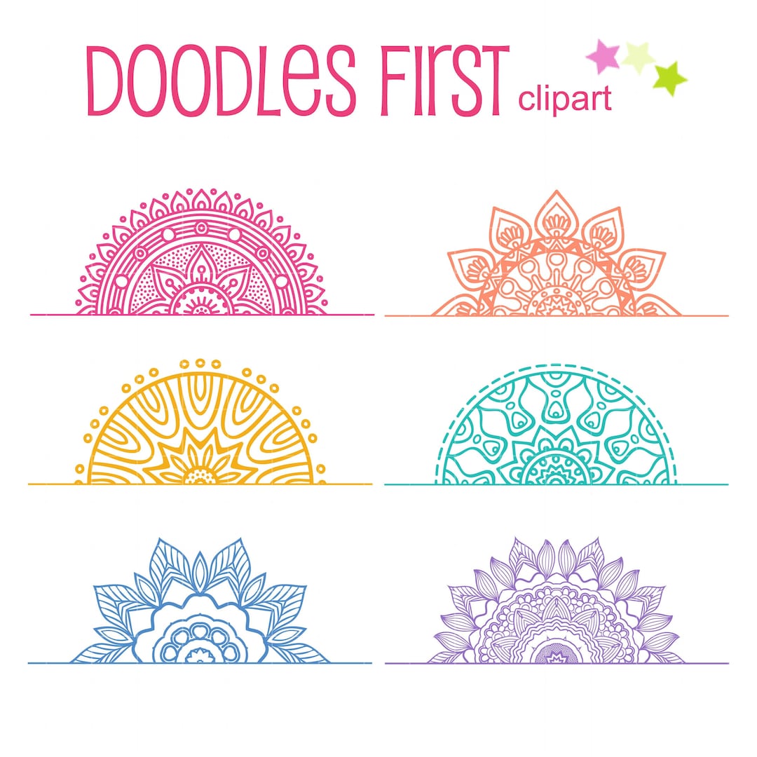 Colorful Half Mandala Digital Clip Art for Scrapbooking Card Making ...