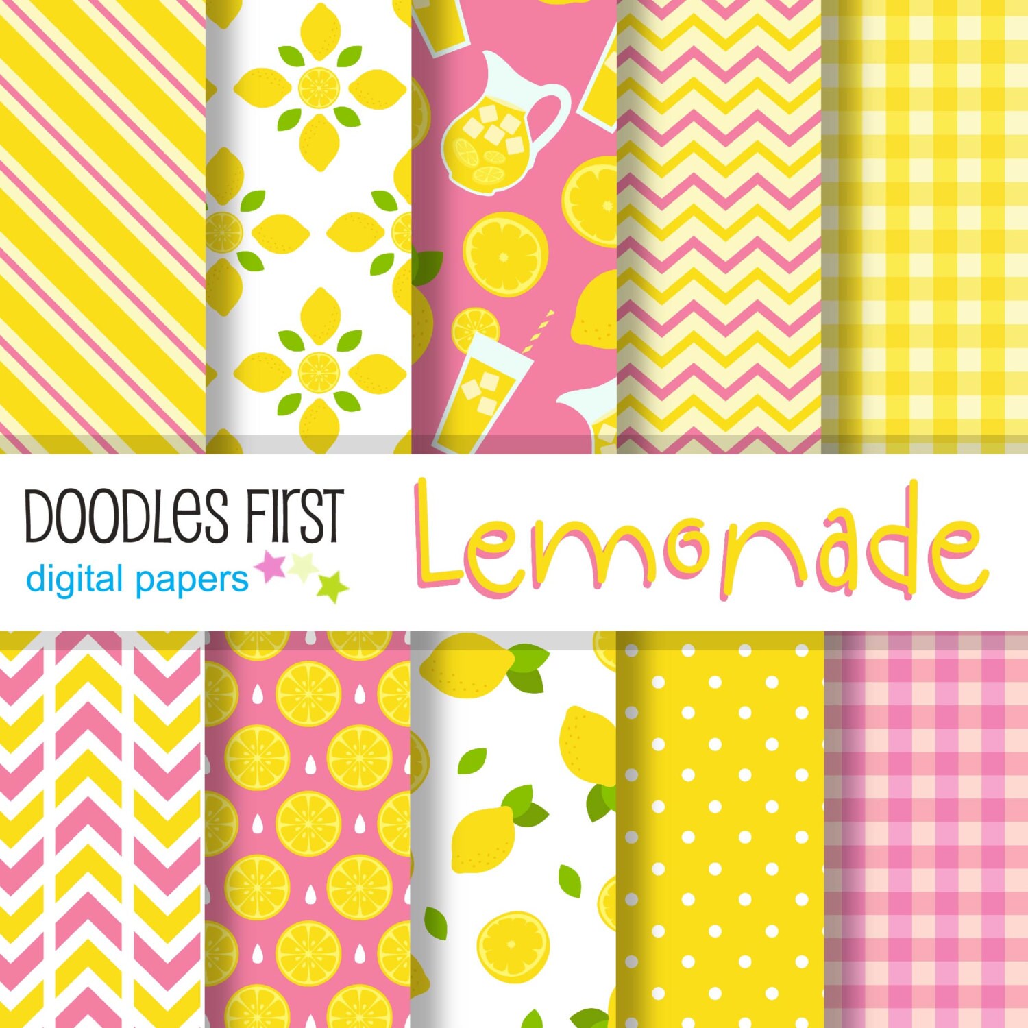 Lemonade Digital Paper Pack Includes 10 for Scrapbooking Paper | Etsy