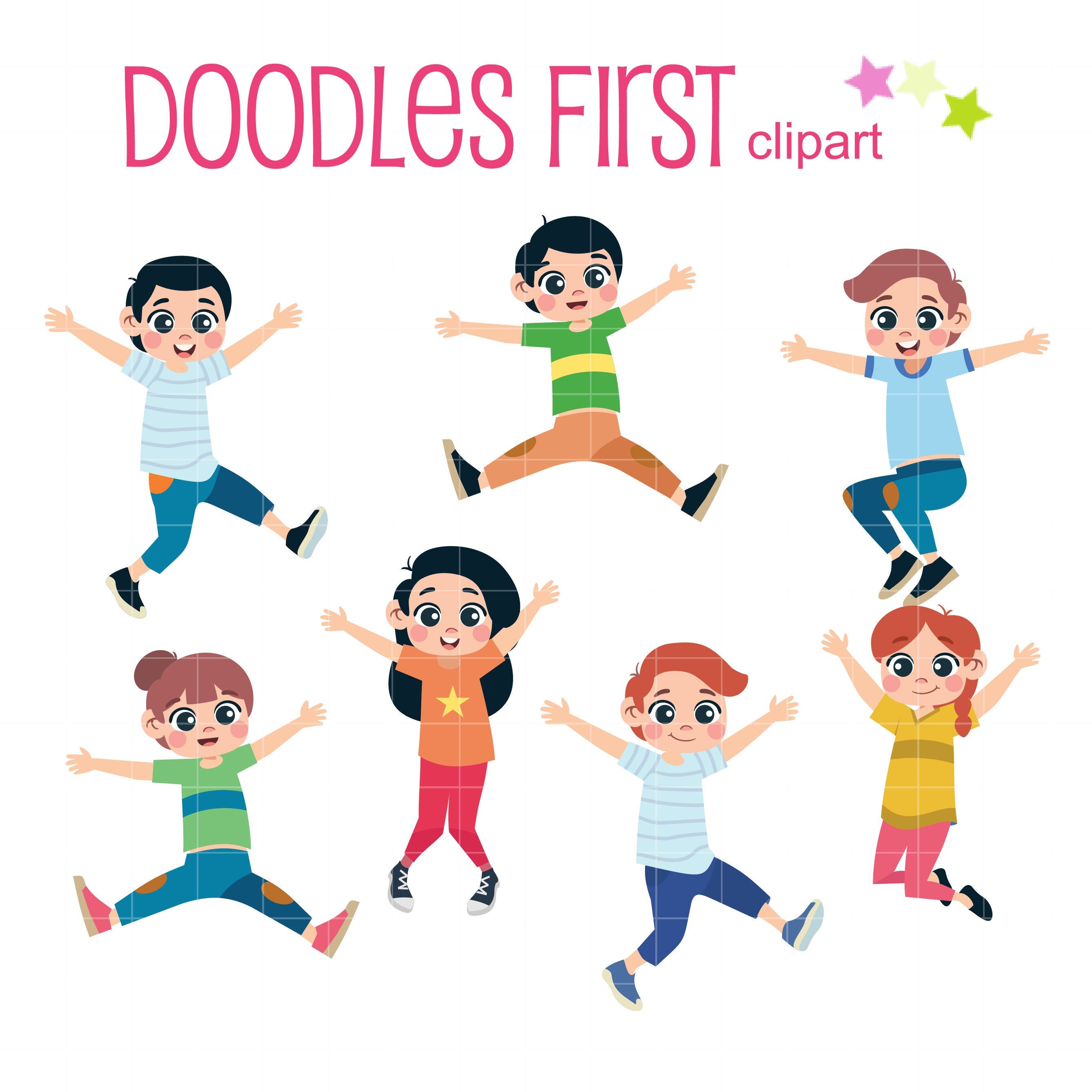 Jumping Children Collection Digital Clip Art for Scrapbooking | Etsy