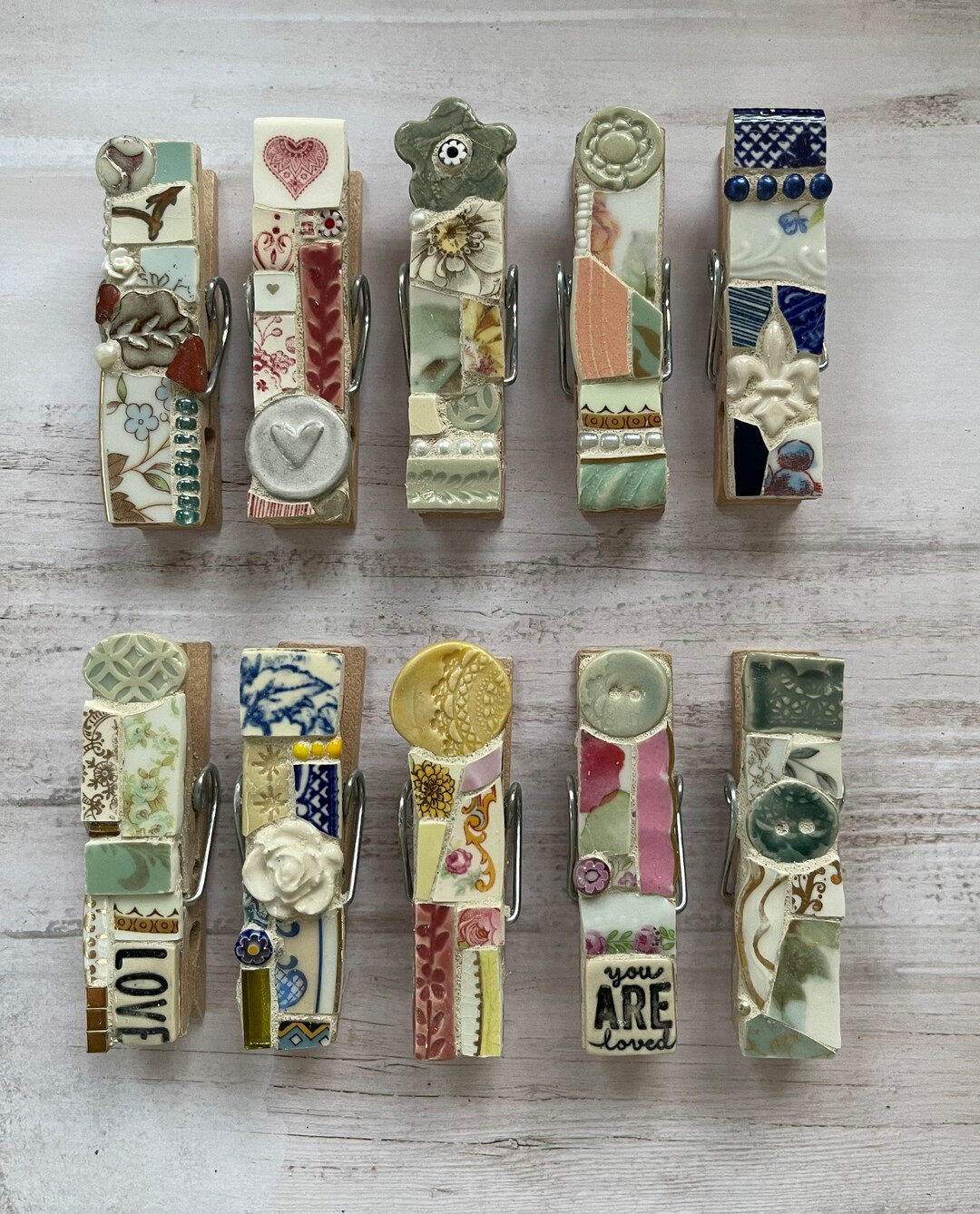 Mosaic Clothes Pin/magnet/chip Clip/fridge Art - Etsy