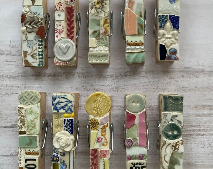 Mosaic Clothes Pin/magnet/chip Clip/fridge Art - Etsy