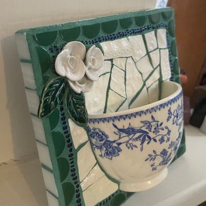 Mosaic With Half a Tea Cup/plant, Jewelry, Trinket Lholder - Etsy