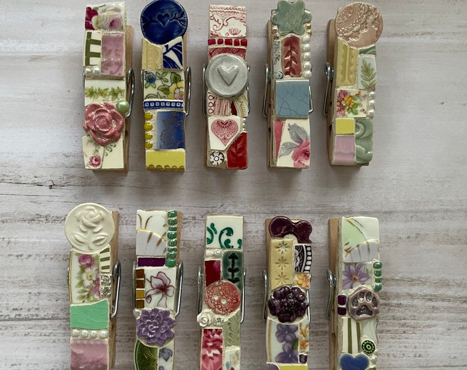 Mosaic Clothes Pin/magnet/chip Clip/fridge Art - Etsy
